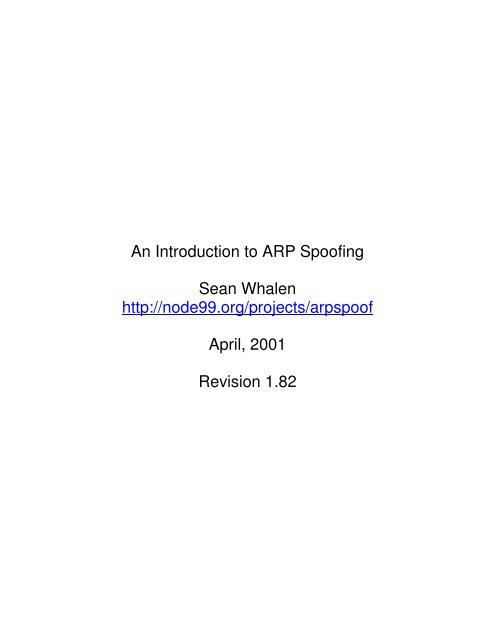 An Introduction to ARP Spoofing Sean Whalen http ... - Mac Hacking