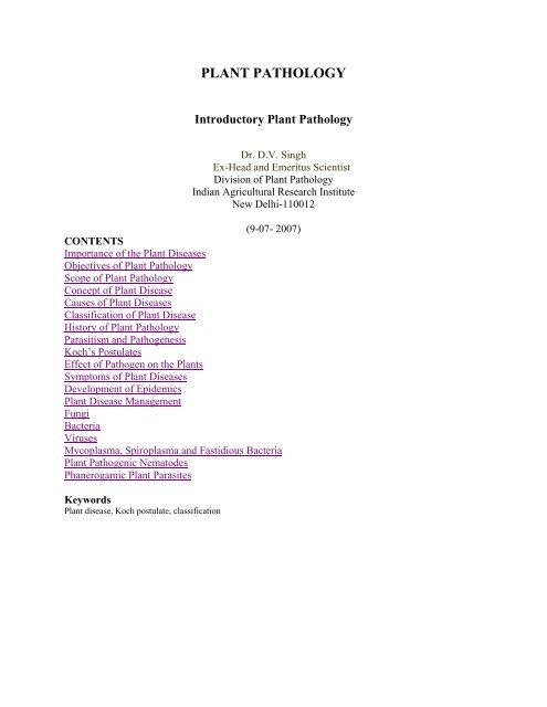 INTRODUCTORY PLANT PATHOLOGY