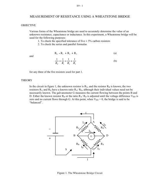 The Wheatstone Bridge - Ryerson Department of Physics