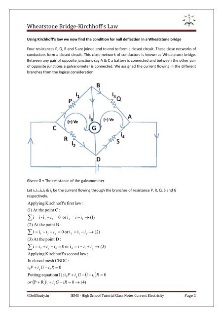 Wheatstone Bridge Null Deflection