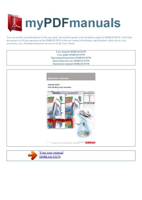 User manual SIMRAD ES70 - MY PDF MANUALS