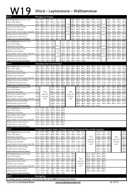 W19 Ilford – Leytonstone – Walthamstow - London Bus Routes
