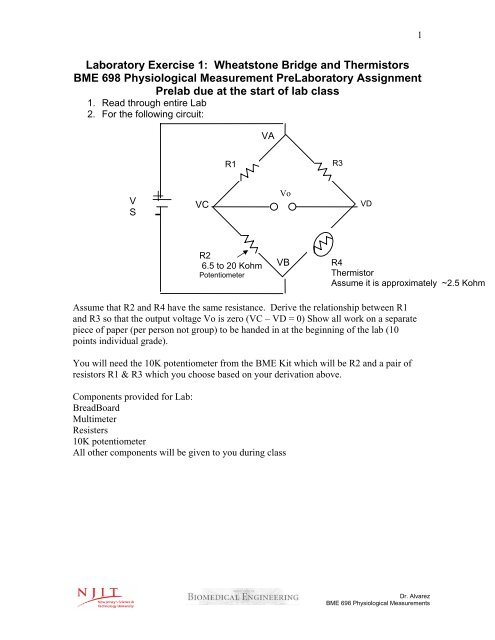 Wheatstone Bridge, Calibration, and Thermistor Sensor - Njit