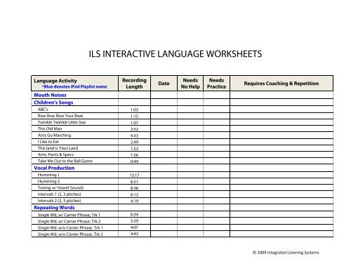 ils interactive language worksheets - Integrated Listening Systems
