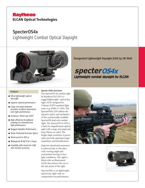 SpecterOS4x Lightweight Combat Optical Daysight - Raytheon ...