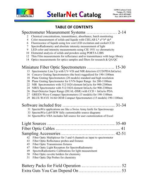StellarNet-CATALOG => pdf - StellarNet Inc.