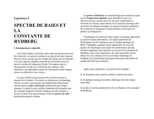 formule de rydberg exemple