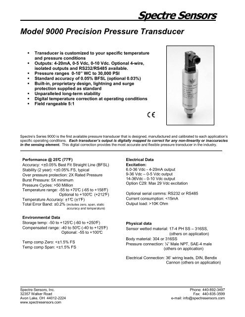 9000 series transducer - Spectre Sensors