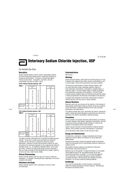 Veterinary 0.9% Sodium Chloride Injection, USP - Abbott Animal ...