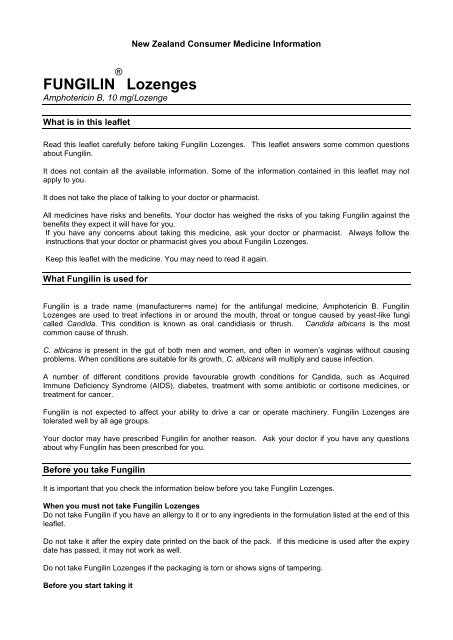 FUNGILIN Lozenges - Medsafe
