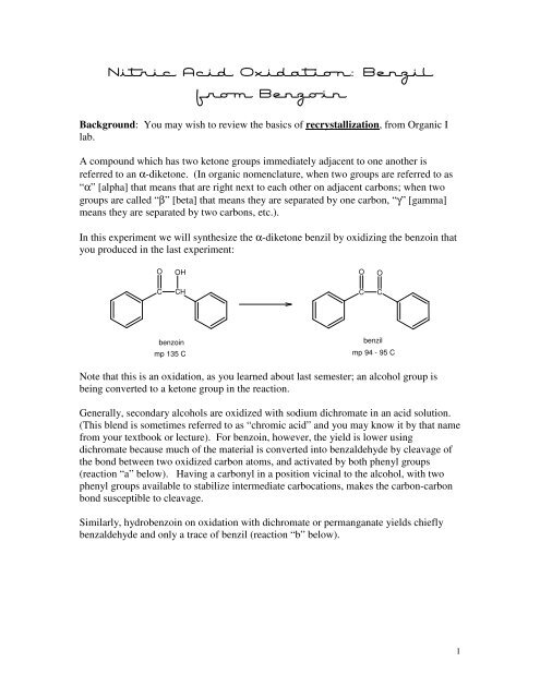Benzoin To Benzil Nitric Acid Mechanism