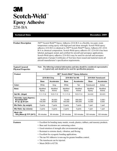 Scotch-Weld epoxy adhesive 2216 - 3M