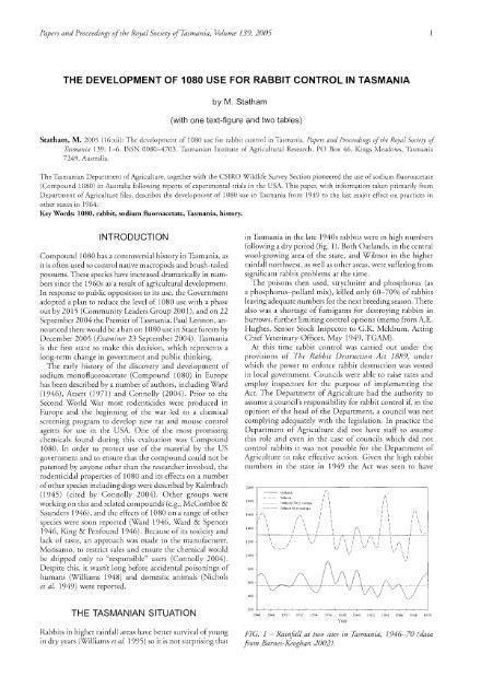 the development of 1080 use for rabbit control in tasmania