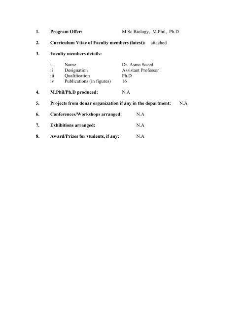 Program Offer: - Gomal University