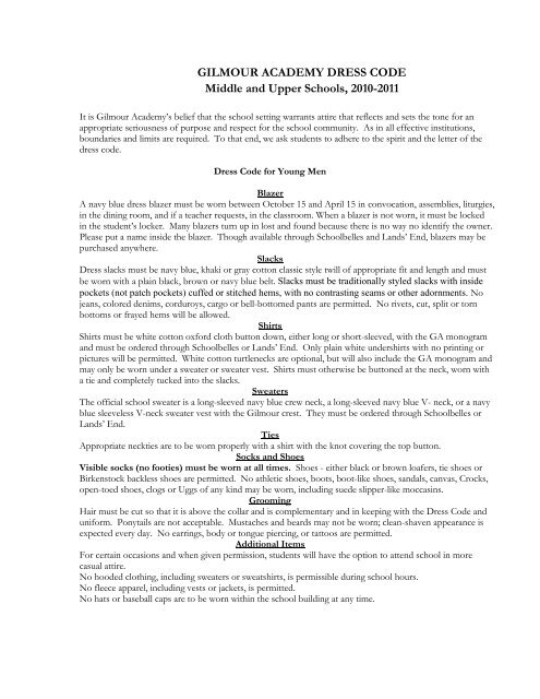 DRESS CODE - Gilmour Academy