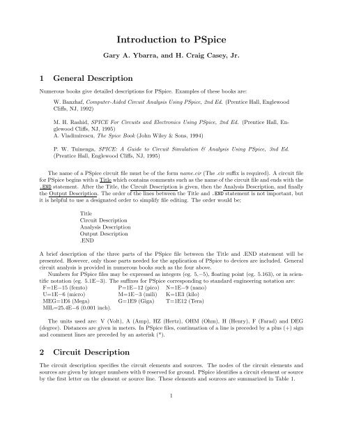 Introduction to PSpice - Duke Electrical and Computer Engineering