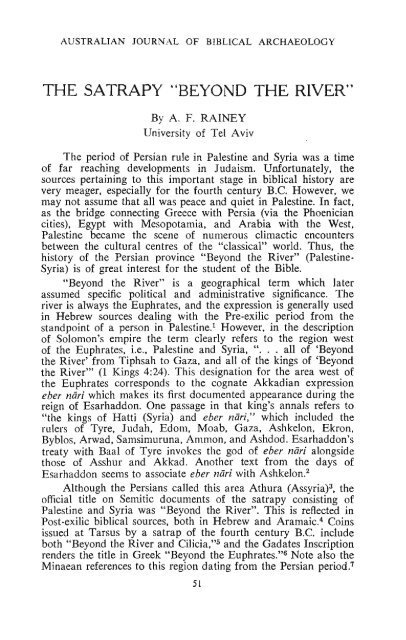 "The Satrapy "beyond the river - Biblical Archaeology.org.uk