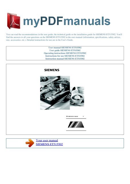 User manual SIEMENS ET515502 - MY PDF MANUALS