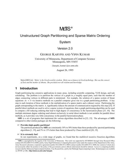 Unstructured Graph Partitioning and Sparse Matrix Ordering ... - KAIST Unstructured Graph Partitioning and Sparse Matrix Ordering ... - KAIST