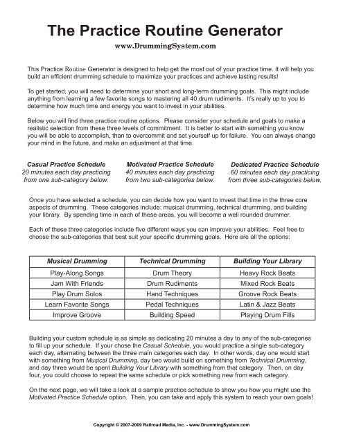 The Practice Routine Generator - Drumming System