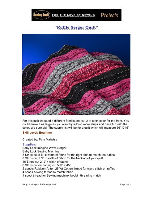 Ruffle Serger Quilt - Baby Lock