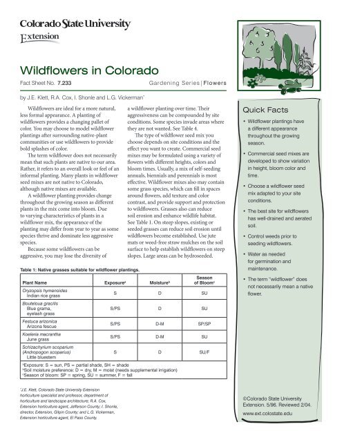 Wildflowers in Colorado - Colorado State University Extension