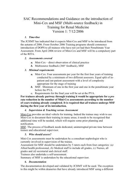 Mini-CEX and MSF Guidelines Renal - JRCPTB a