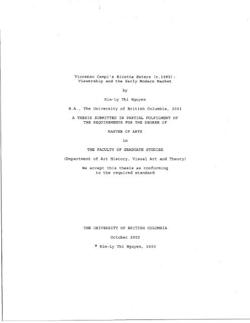 Vincenzo Campi's Ricotta Eaters - cIRcle - University of British ...