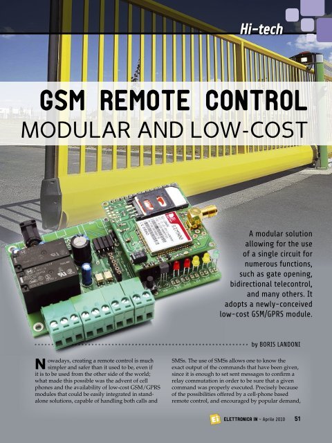 GSM REMOTE CONTROL - ElettronicaIn
