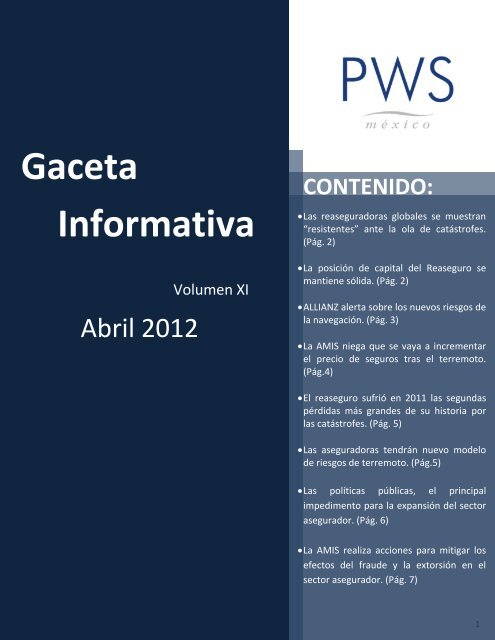 Gaceta Informativa - PWS México Intermediario de Reaseguro, SA ...