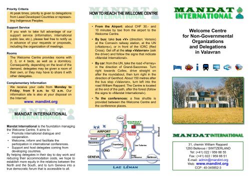 Welcome centre - Mandat International