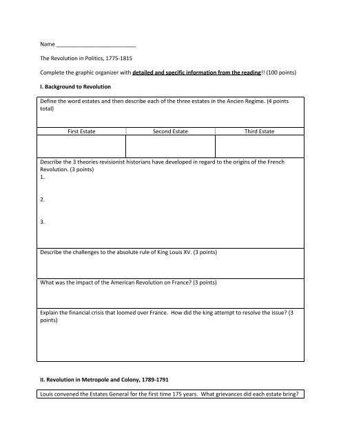 French Revolution Reading Guide (PDF)