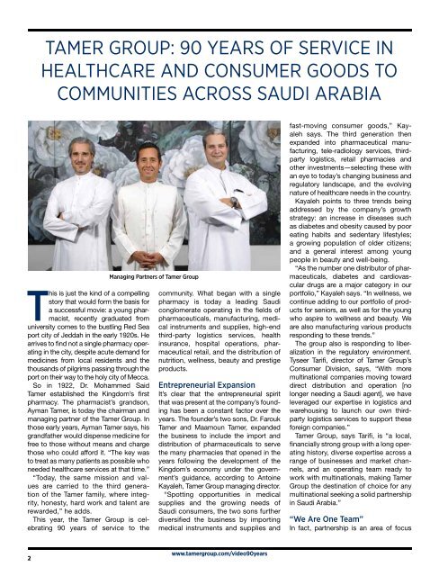 Tamer Group: 90 Years of service in HealTHcare and consumer ...