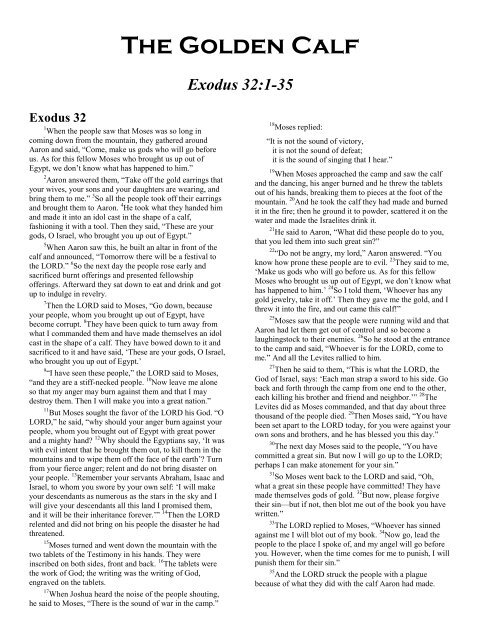 The Golden Calf - Free Sunday School Curriculum