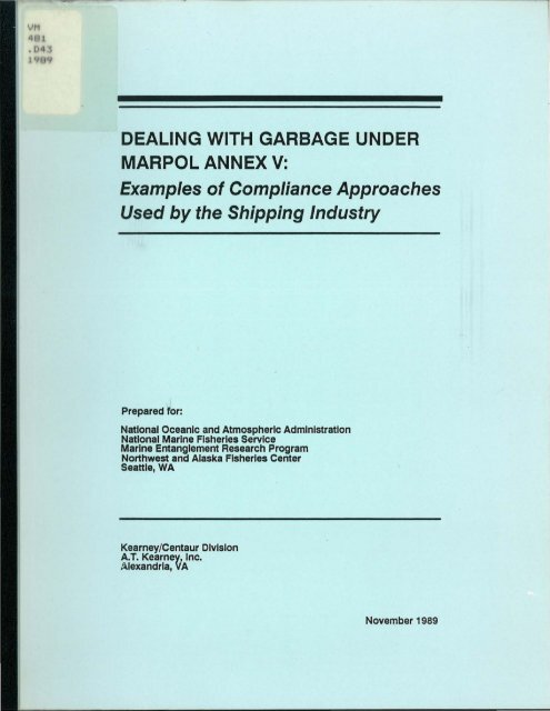 Dealing with garbage under MARPOL Annex V : examples ... - NOAA