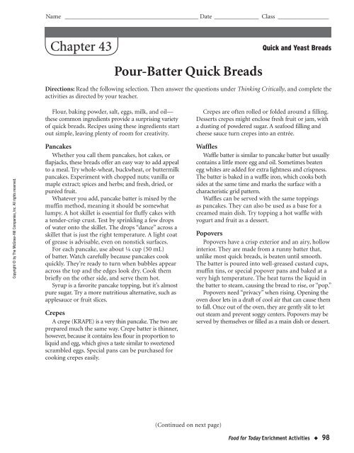 Chapter 43 Pour-Batter Quick Breads - The McGraw-Hill Companies