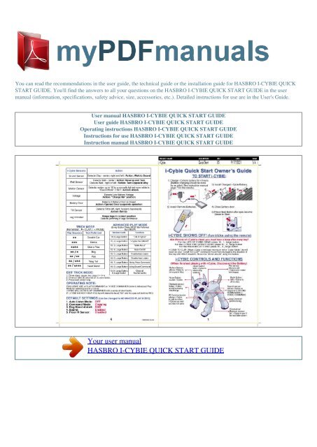 User manual HASBRO I-CYBIE QUICK START GUIDE - MY PDF ...