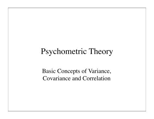 Psychometric Theory - The Personality Project
