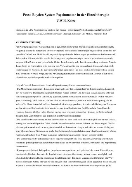 Pesso Boyden System Psychomotor in der Einzeltherapie