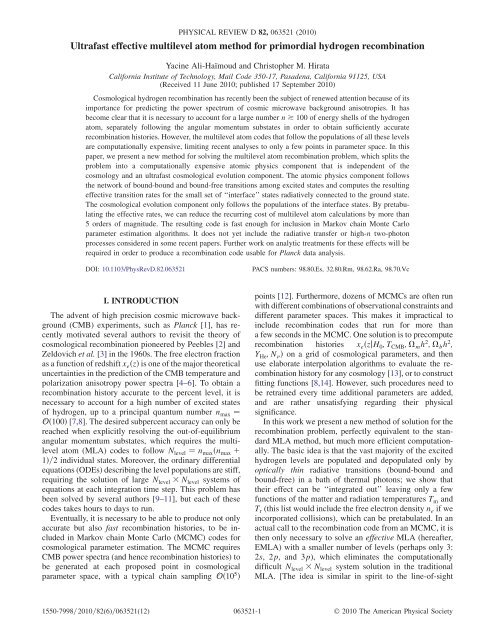 Ultrafast effective multilevel atom method for primordial hydrogen ...
