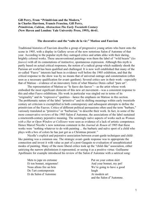 Gill Perry, From “Primitivism and the Modern - Maria Elena Buszek