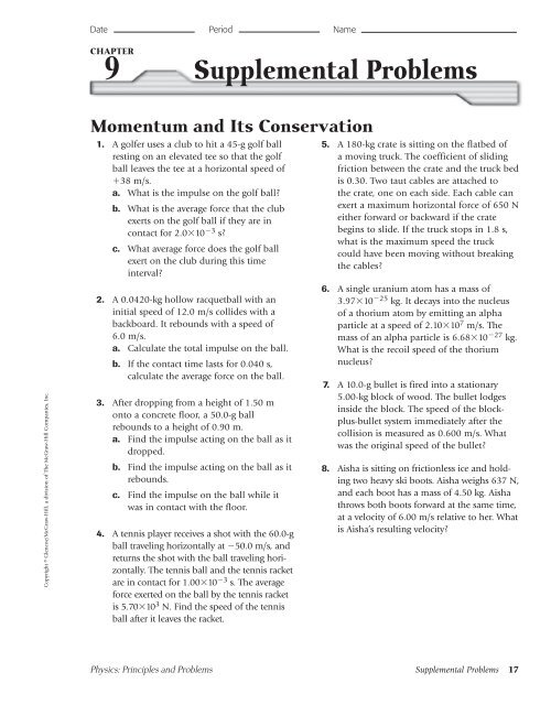 Ch 9 Supplemental Problems