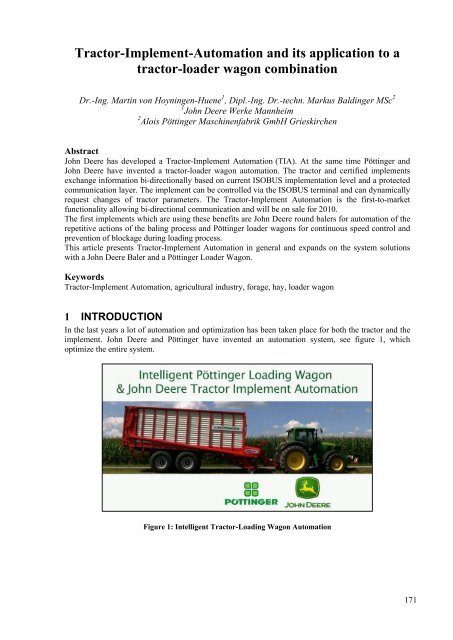 Tractor-Implement-Automation and its application to a - MCG 2010