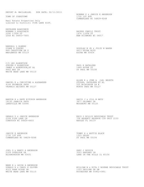 Pipe Lake - Polk County