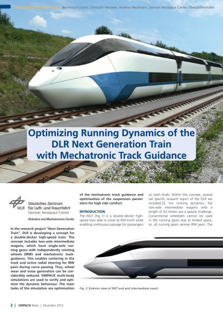 Optimizing Running Dynamics of the DLR Next Generation - SimPack