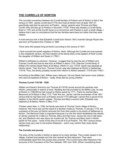 THE CURRELLS OF NORTON - prestonherts.co.uk