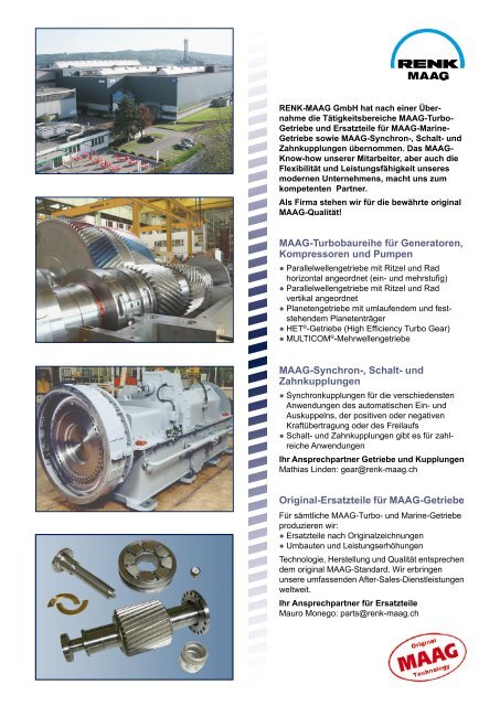 RENK-MAAG Flyer - RENK-MAAG GmbH