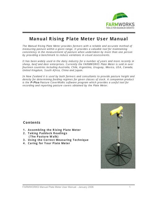 Manual Rising Platemeter - Farmworks