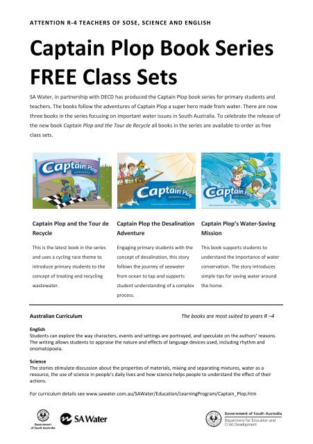 Captain Plop Order Form - SA Water