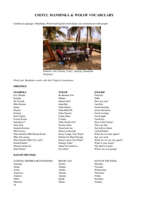 USEFUL MANDINKA & WOLOF VOCABULARY